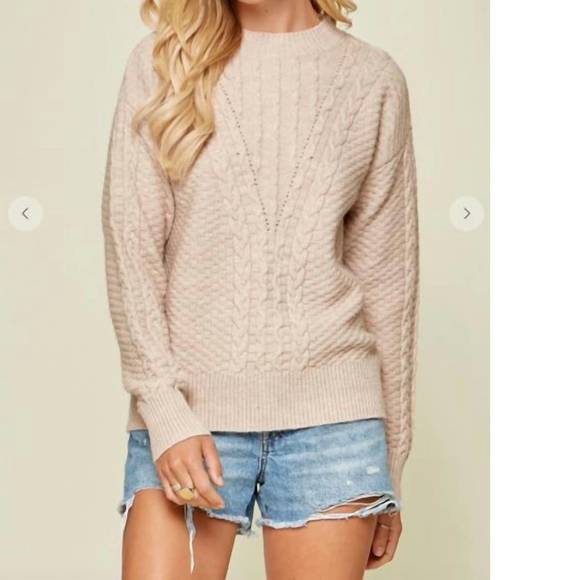 ANDREE BY UNIT | Sweaters | Nwt Andree By Unit Coffee Cable Knit Crew ...